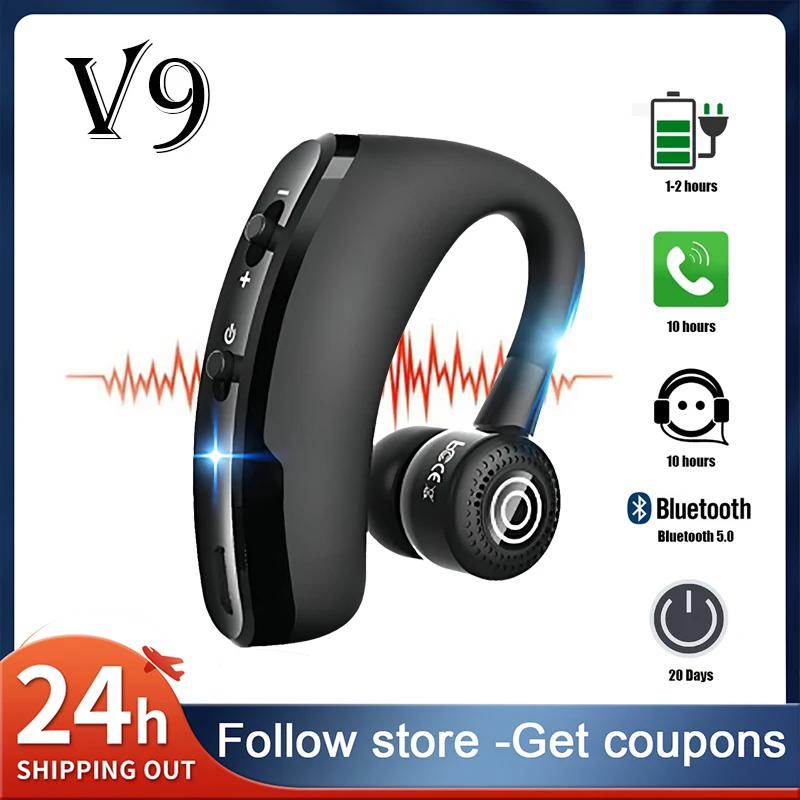 V9-Car-Headphone-V9-Bluetooth-Earphone-Hands-free-Wireless-Headset-Noise-Control-Business ...