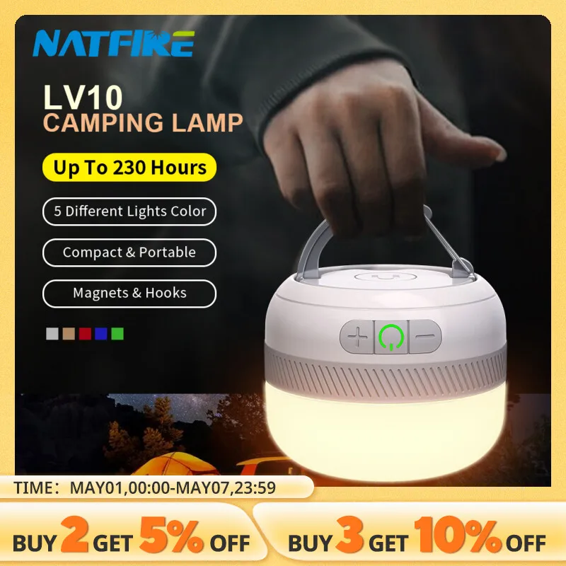 NATFIRE-LV10-Camping-Light-USB-C-Rechargeable-230-Hours-With-5-Colors-Flashlight-For-Outdoor ...
