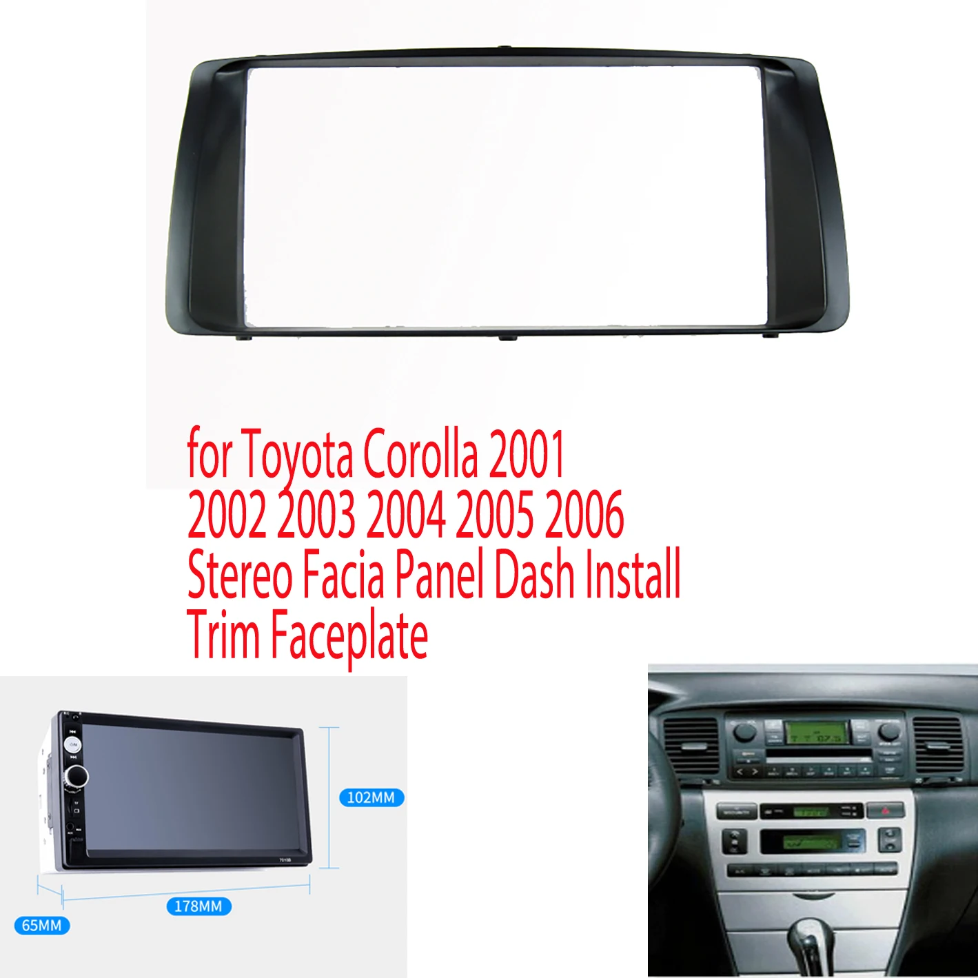 2 din Radio Fascia Frame kit for Toyota Corolla 2001 2002 2003 2004 ...