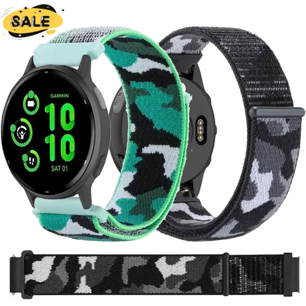 20mm 22mm Nylon Strap For Garmin Forerunner 55 165 965 265 Camouflage ...