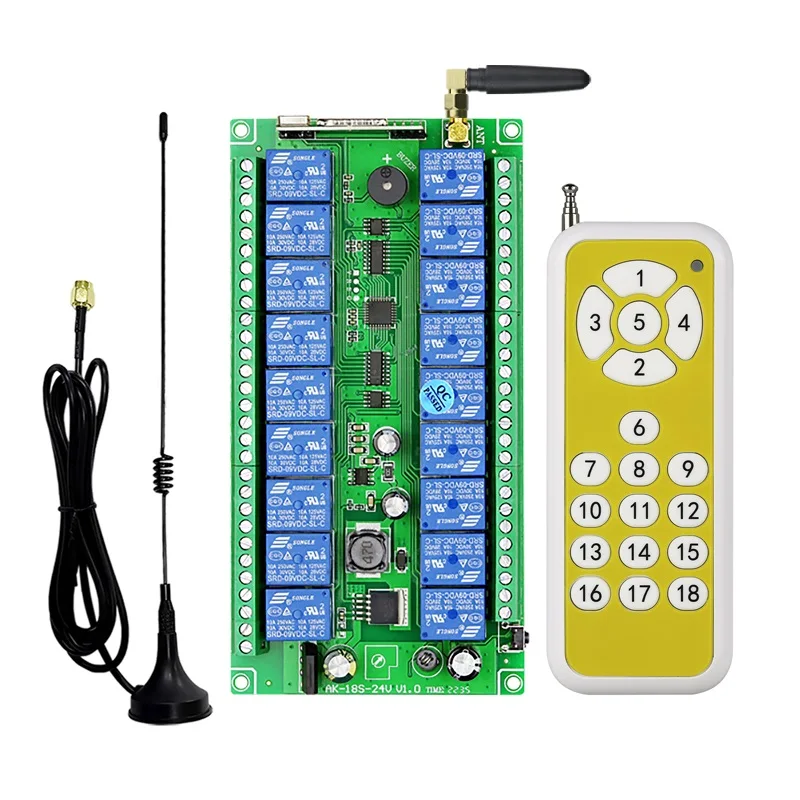 1000m-DC12V-24V-18CH-433MHz-Relay-RF-Wireless-Remote-Control-Switch ...