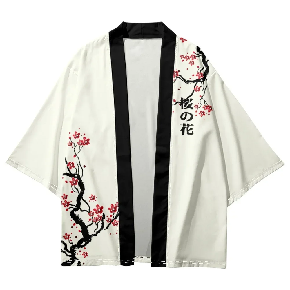 Japanese-Cherry-Blossom-Print-Kimono-TraditionalCardigan-Robe-Men-And ...