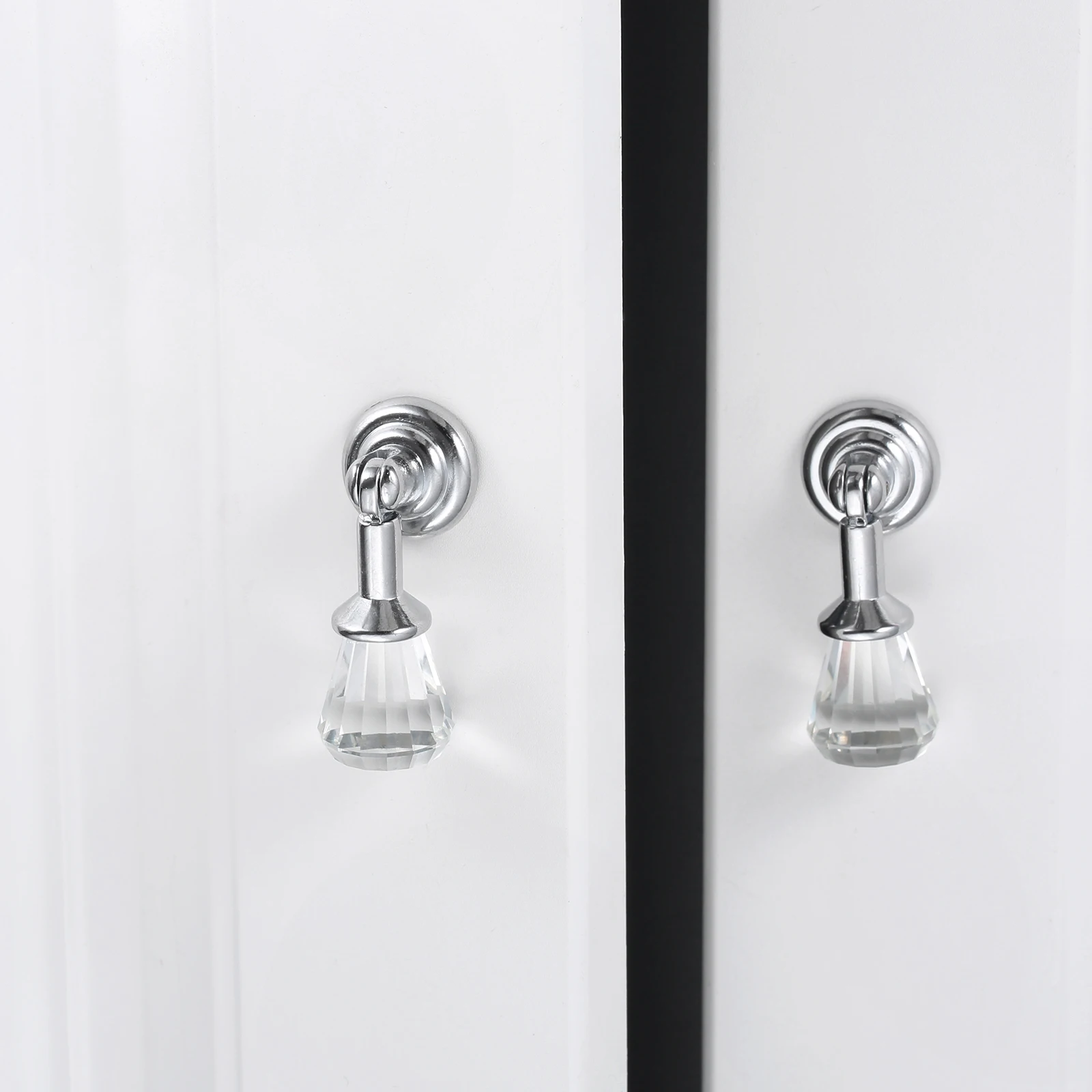 2pcs Clear Crystal Pendent Drop Knob Glass Handle W/screw Transparent ...