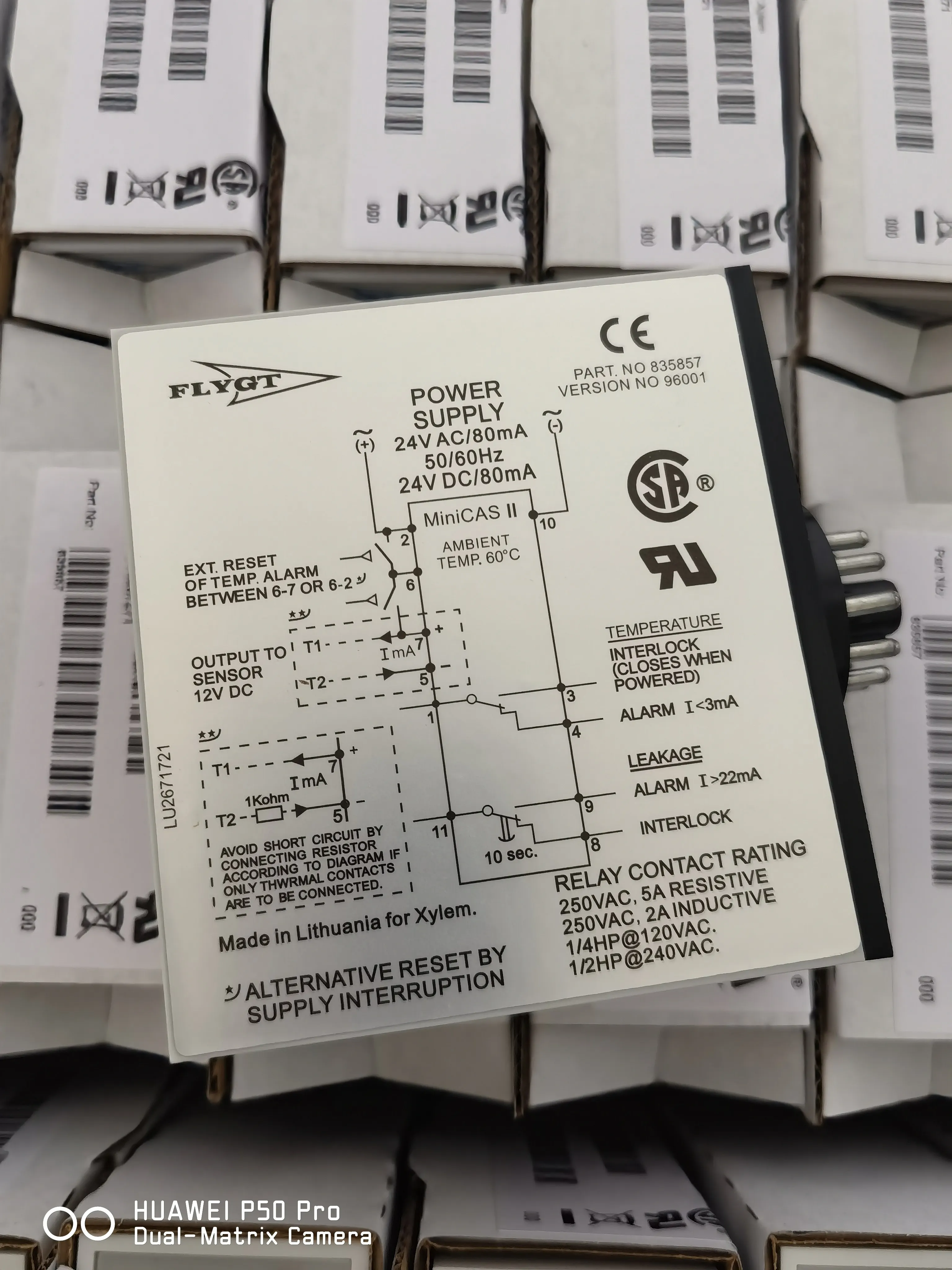 Xylem Flygt Pump 24V AC/DC Leakage Monitoring Relay Mini CAS II Water ...