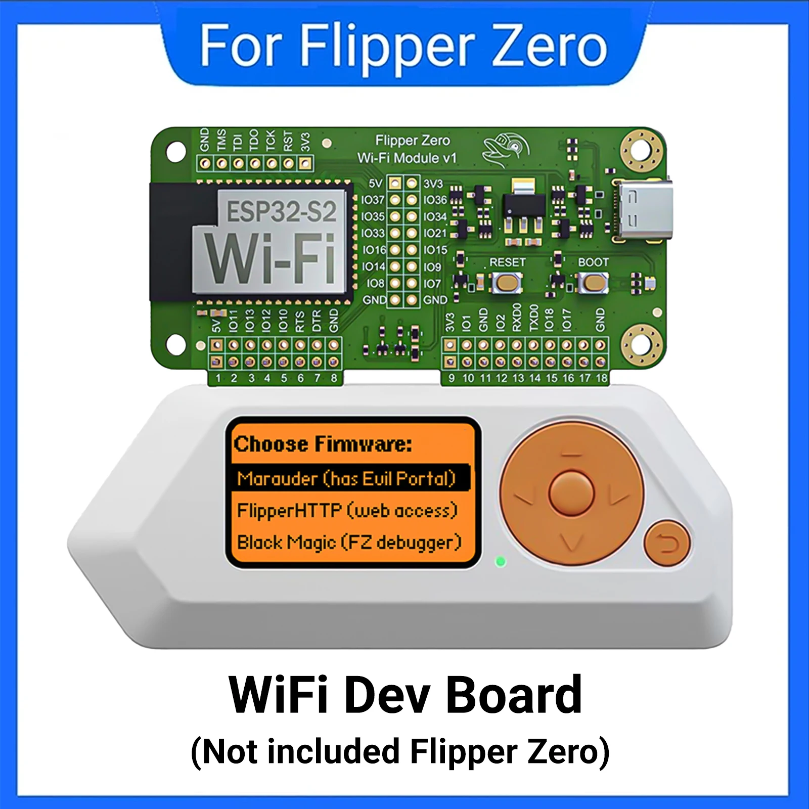 Flipper Zero Wi-Fi Devboard עם תוכנה מוכנה מראש Marauder Firmware ...