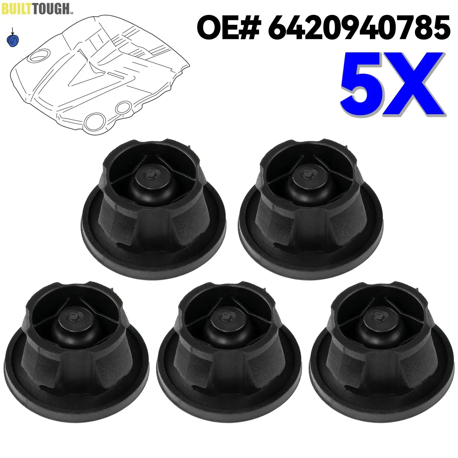 5X Engine Cover Mounting Bush Grommets Bung Absorbers For Mercedes Benz ...