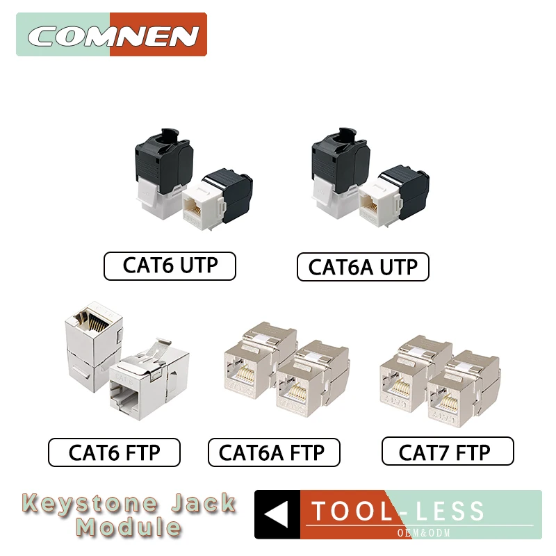 2-50pcs-Rj45-Connector-Keystone-Shielded-Cat-6A-6-7-F-UTP-Slot-Zinc ...