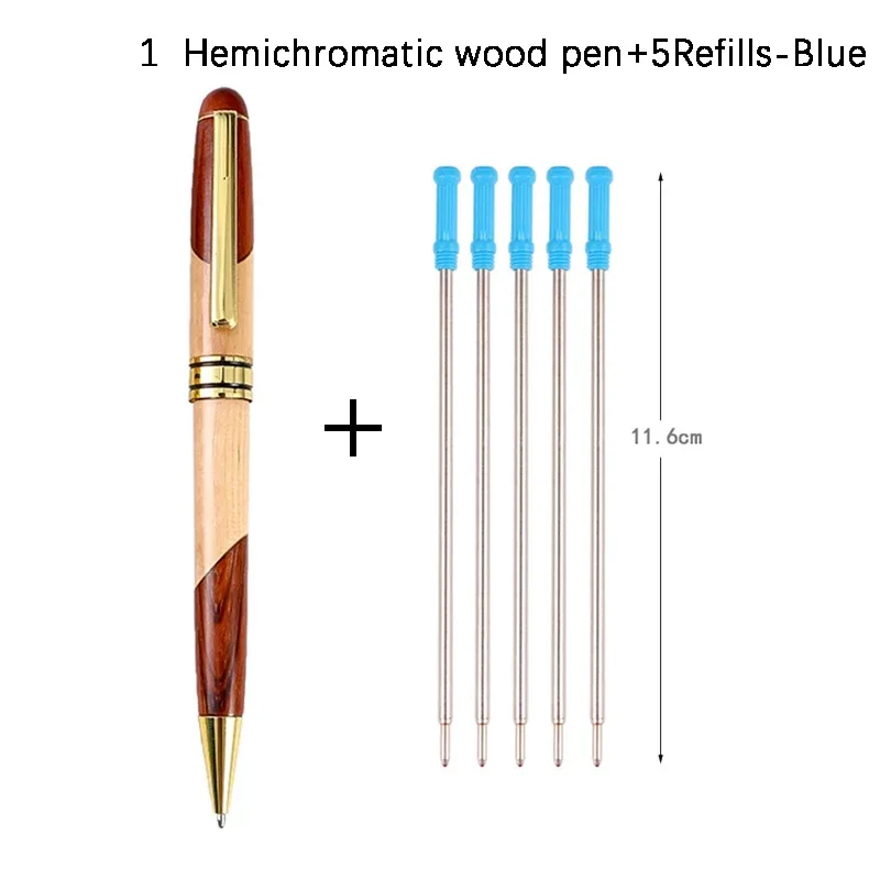 Luxury-Retro-Wooden-Ballpoint-Pen-Set-Blue-Black-Refilling-Creative ...