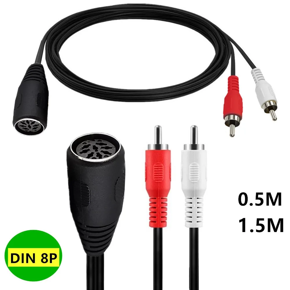 DIN 8 Pin MIDI DIN 8 PIN Female Jack to Dual 2 RCA Phono Male Plug ...