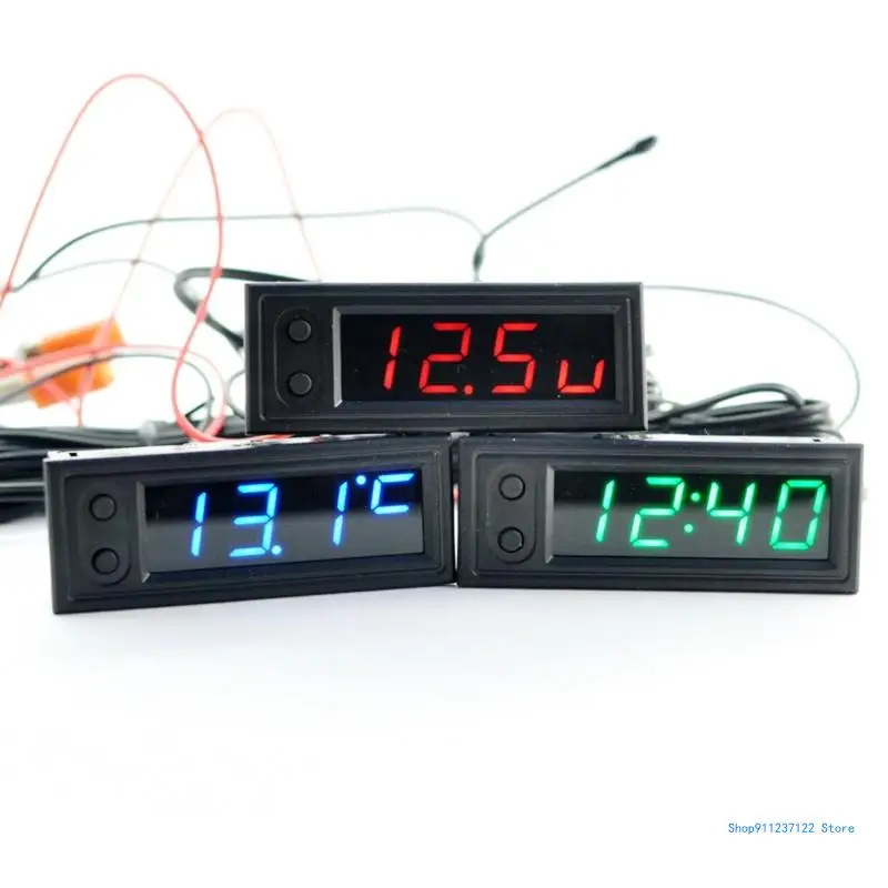 3-IN-1-Thermometer-Clock-Voltmeter-Digital-Display-Electronic-Clock-Car ...