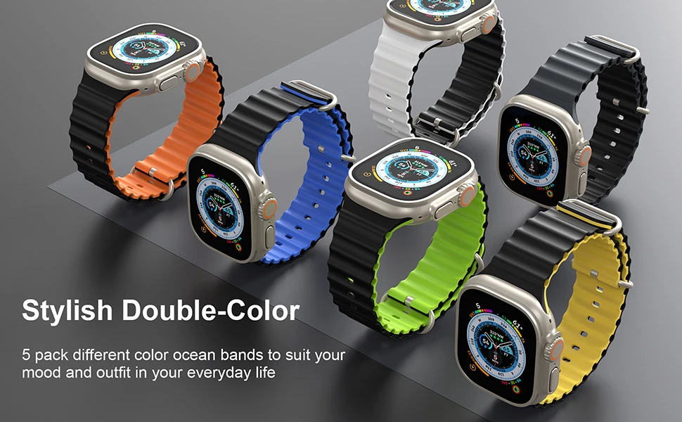 Timezone Ocean Bands pour Apple Watch,Bracelet en silicone souple pour ...