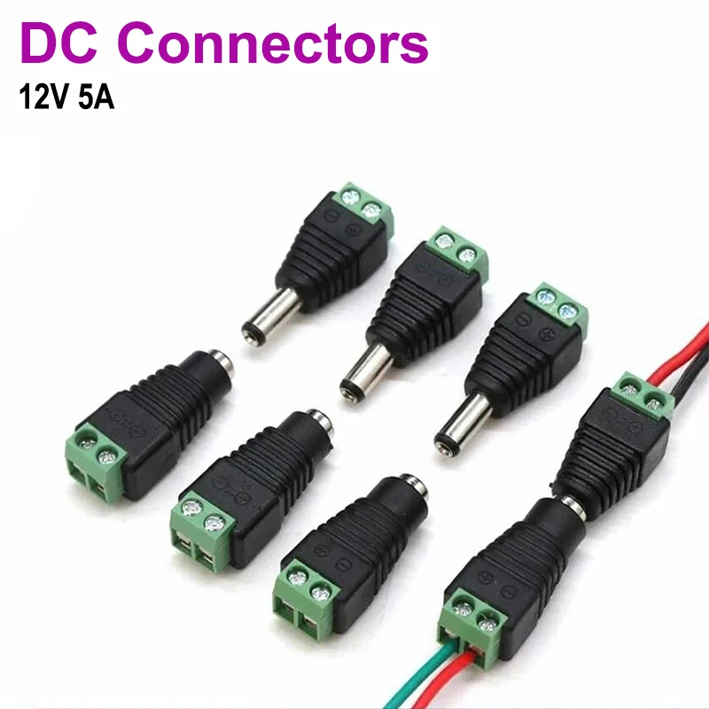 2-1x5-5MM-12V-5A-Pair-DC-Socket-Plug-to-Screw-Terminal-Connectors-Power ...
