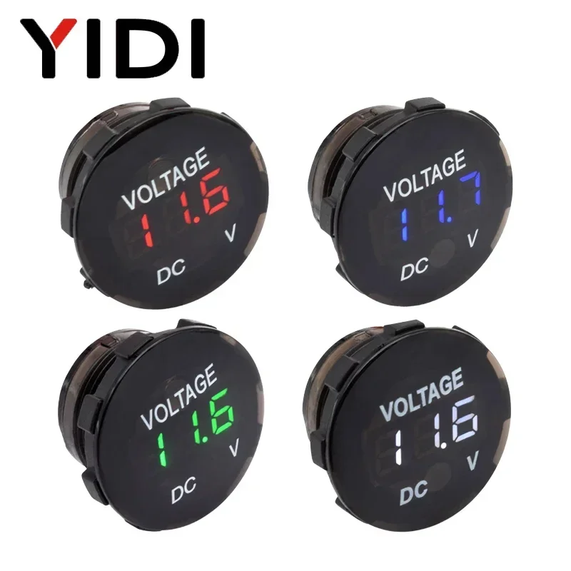 Digital-Panel-Mounted-Voltmeter-DC-12V-24V-LED-Display-Red-Green ...
