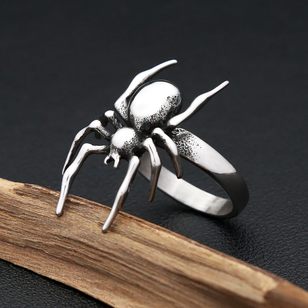 Vintage 316L Stainless Steel Spider Ring Punk Hip Hop Singular Animal ...
