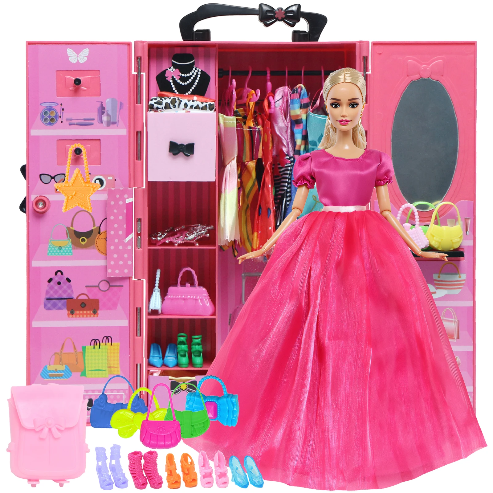 Wholesale-100-pcs-Doll-Accessories-for-Barbie-Doll-Wardrobe-Wedding ...
