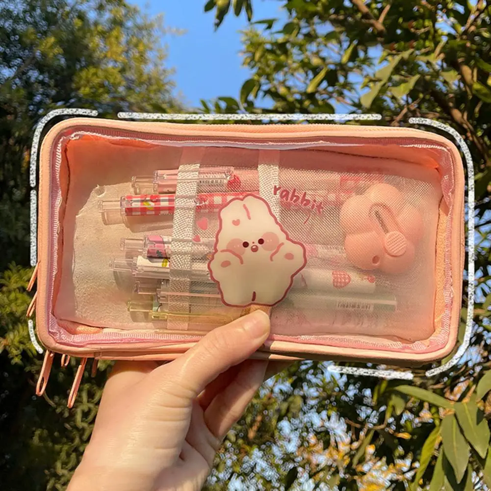 Practical Stationery Case Dust proof Portable Pencil Case Mesh Pocket ...