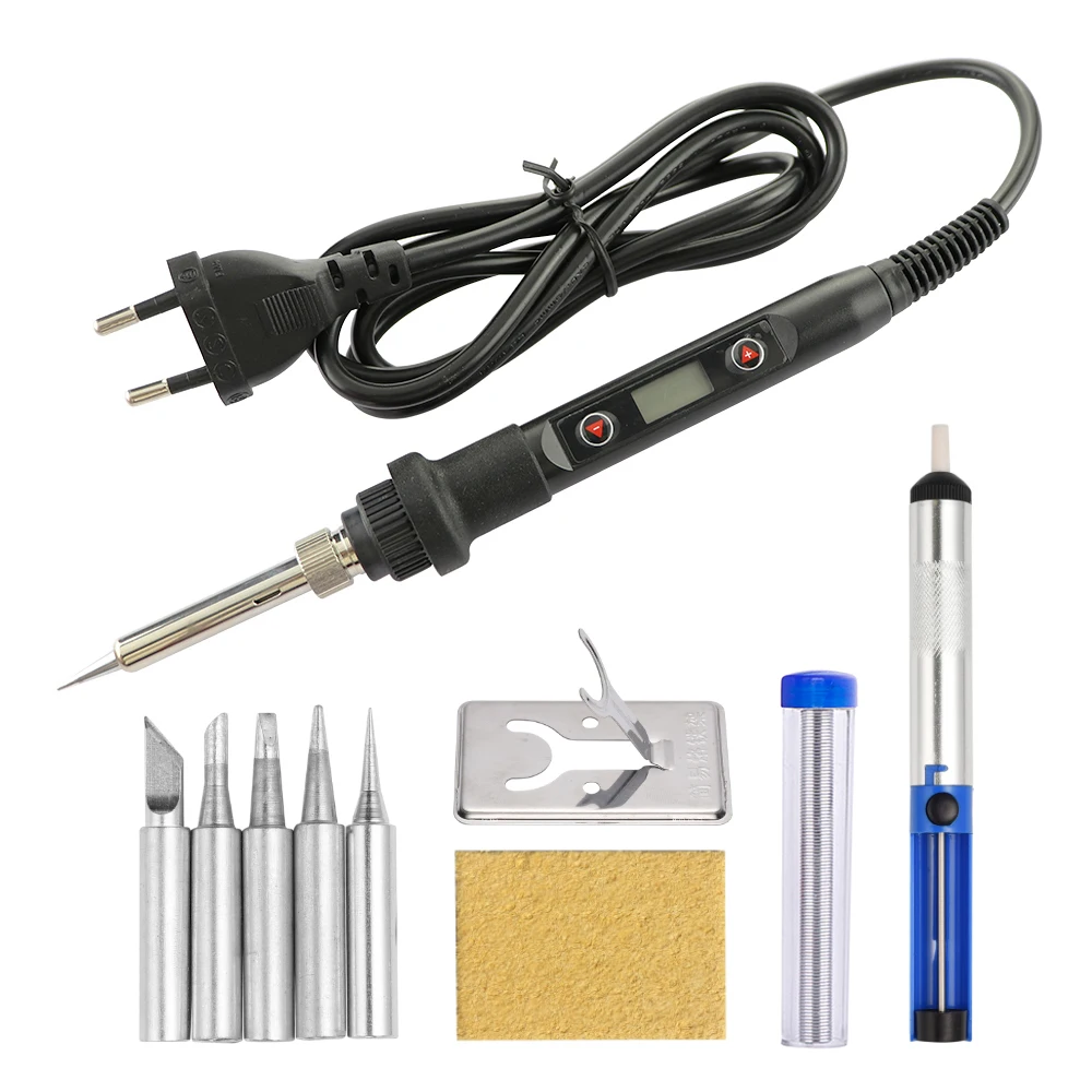 Ferro de sola de 80w com tela lcd digital, temperatura ajustável, 220v ...