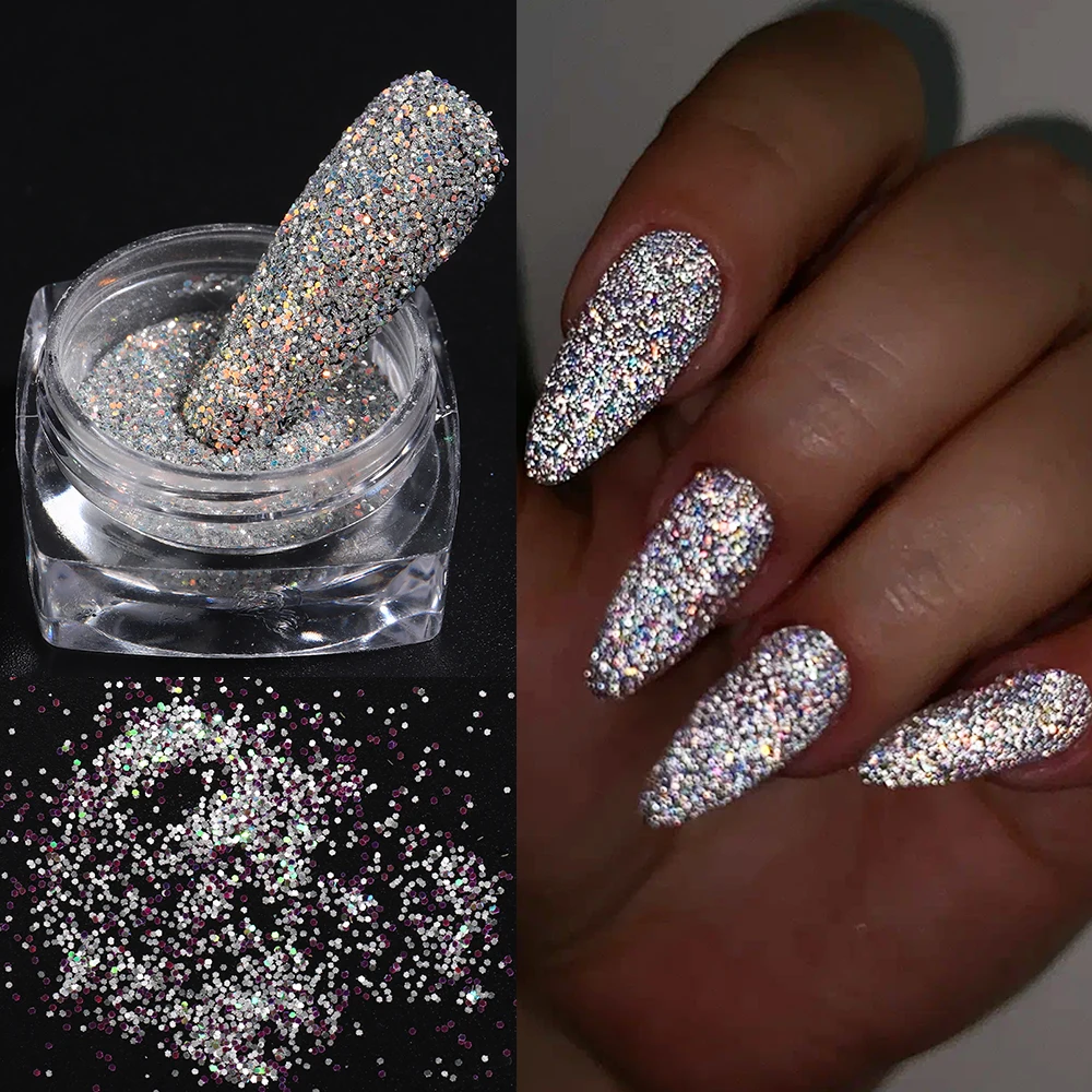Reflective Glitter Powder Sparkle Silver Diamond Glitter Fluorescent ...