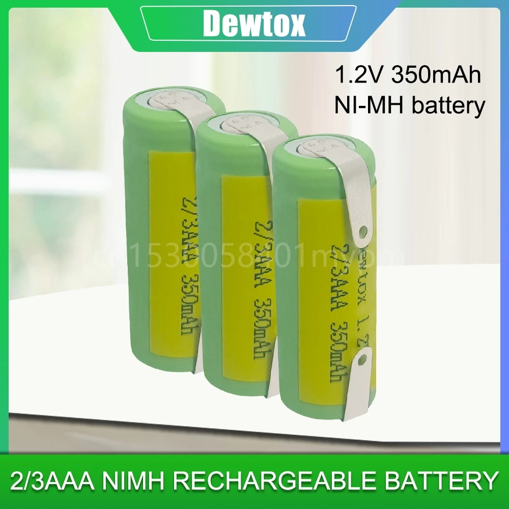 1.2V 2/3AAA 350mah Ni-MH Rechargeable Battery 2/3 AAA cell with soldering tabs pins for DIY LED ...