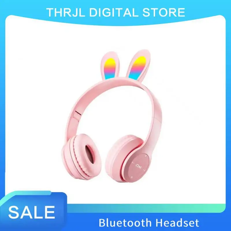 RGB-Light-Wireless-Headphones-Rabbit-Ears-With-Mic-Control-LED-Kid-Girl ...
