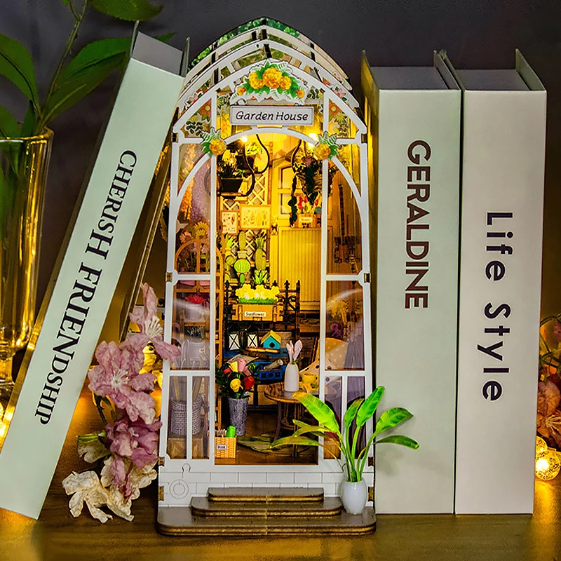 DIY-Garden-House-Wooden-Doll-House-Book-Nook-Shelf-Insert-3D-Puzzle ...