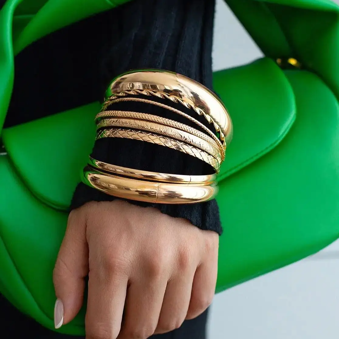 DIEZI Multilayer Hip Hop Simple Bangles Punk Vintage Gold Silver Color ...