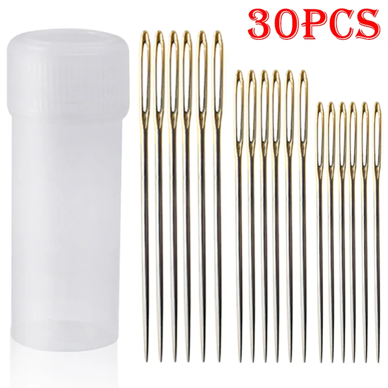 30-12PCS-Gold-Big-Eye-Hand-Sewing-Needles-Embroidery-Needle-Cross ...