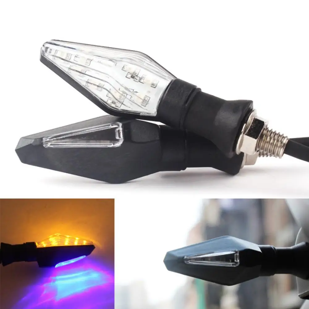 2PCS-Universal-12LED-Amber-Blue-Double-Color-Motorcycle-Turn-Signal ...
