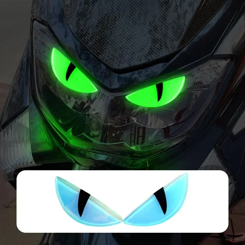 2pcs Devil's Eye 3D Fluorescent stickers motorcycle reflect light ...