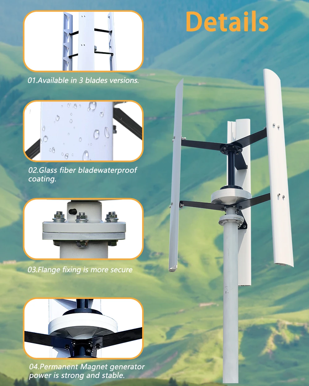 Maglev Wind Turbine Generator 20000W 12V24V48V Vertical Wind Generator ...