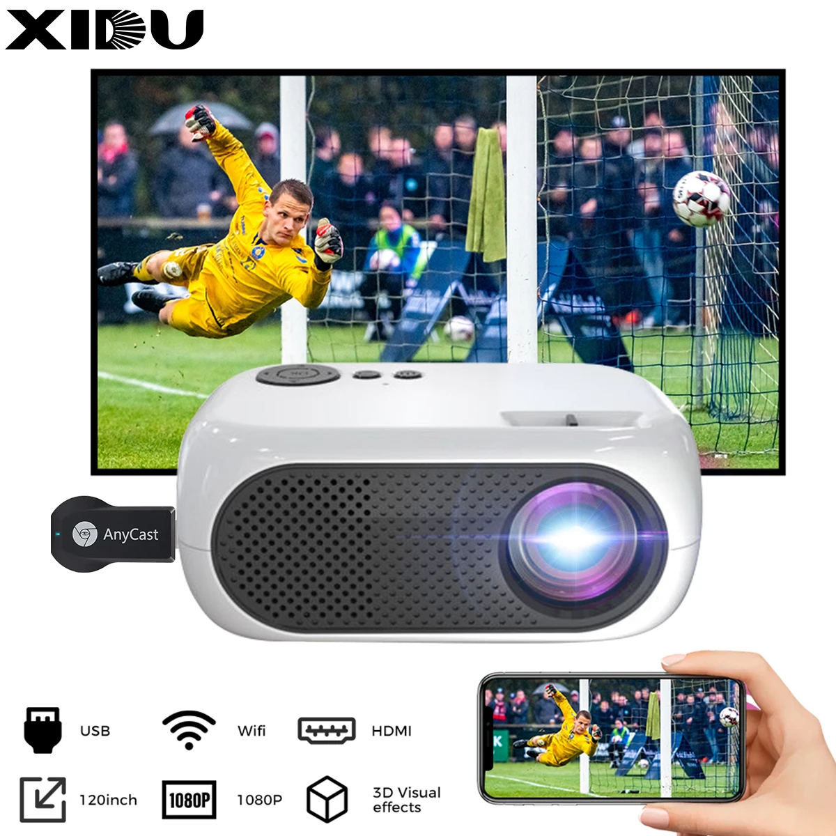 Xidu mini projetor suporte 1080p full hd led projetores de cinema em ...