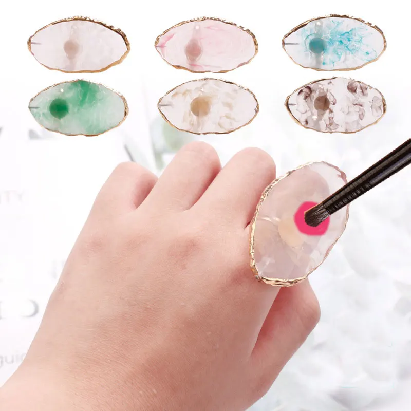 1 Pcs Resin Stone Color Nail Art Ring Palette Finger Ring Plate Acrylic ...