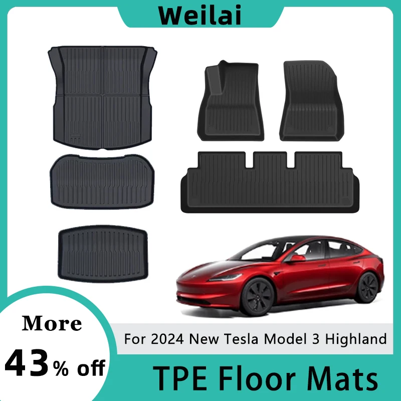 TPE-Floor-Mats-For-New-Tesla-Model-3-Highland-2024-All-Weather-Trunk ...