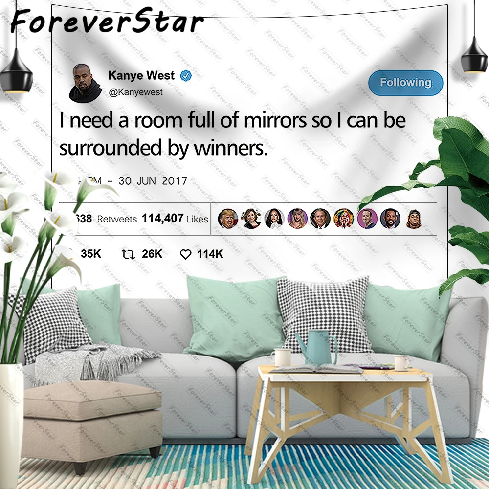 Foreverstar New Kanye West Rapper Funny Mirrors Tweet Funny Tapestry ...
