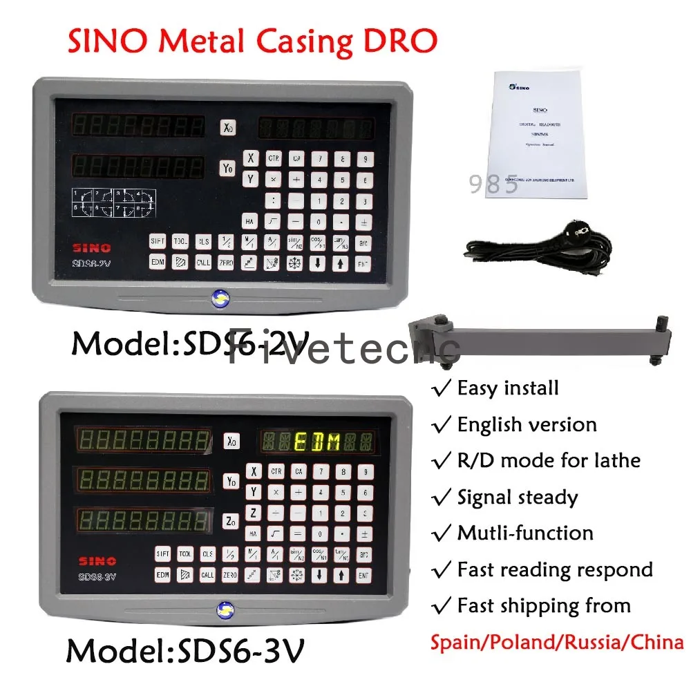 SINO-SDS6-2V-2-axis-3-Axes-Digital-Readout-Metal-Casing-Display-for ...