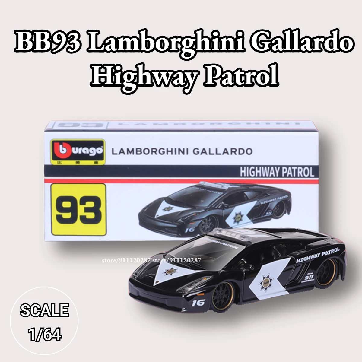 Bburago-1-64-Mini-Modelo-de-Carro-BB93-Lamborghini-Gallardo-Rodovia-Patrol-Escala-Arte-Diecast ...