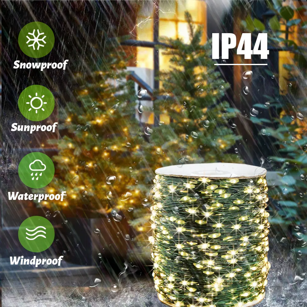 200M Green Wire Outdoor LED string lights led Waterproof Fairy Garland ...