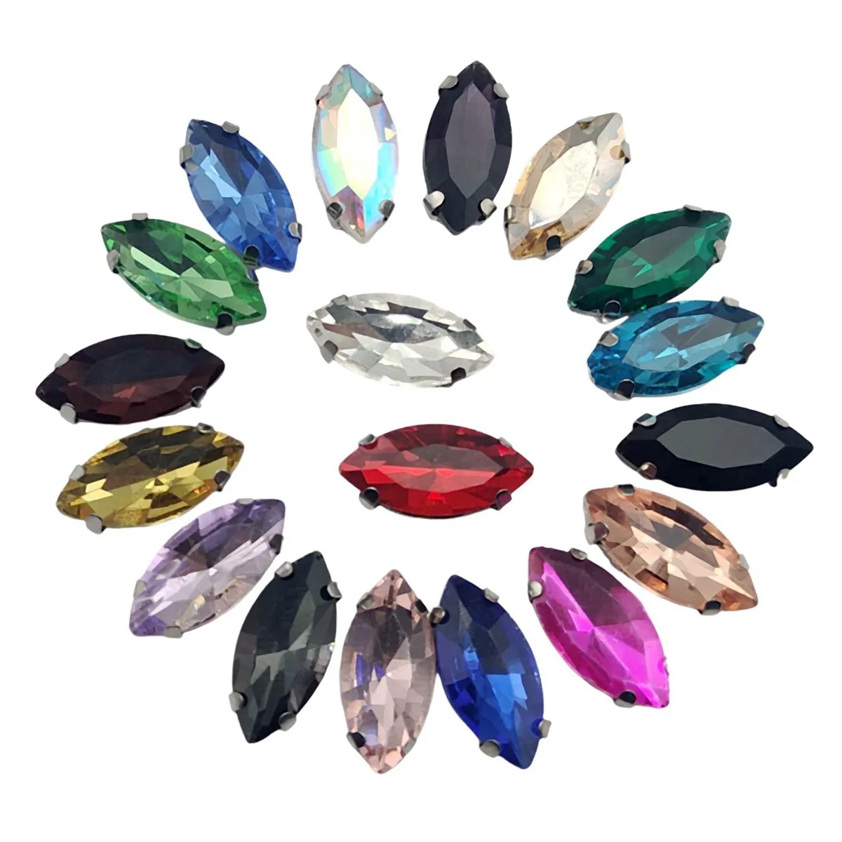 Horse-Eye-Shape-Glass-Rhinestones-With-Claw-Marquise-Sew-On-Crystal ...