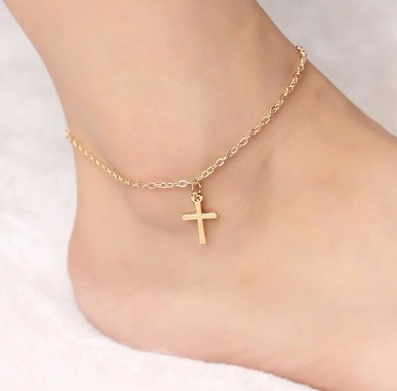 Simple-Cross-Anklet-Foot-Gold-Color-Anklet-Bracelet-for-Women-Leg-Chain-Stainless-Steel-Anklets ...