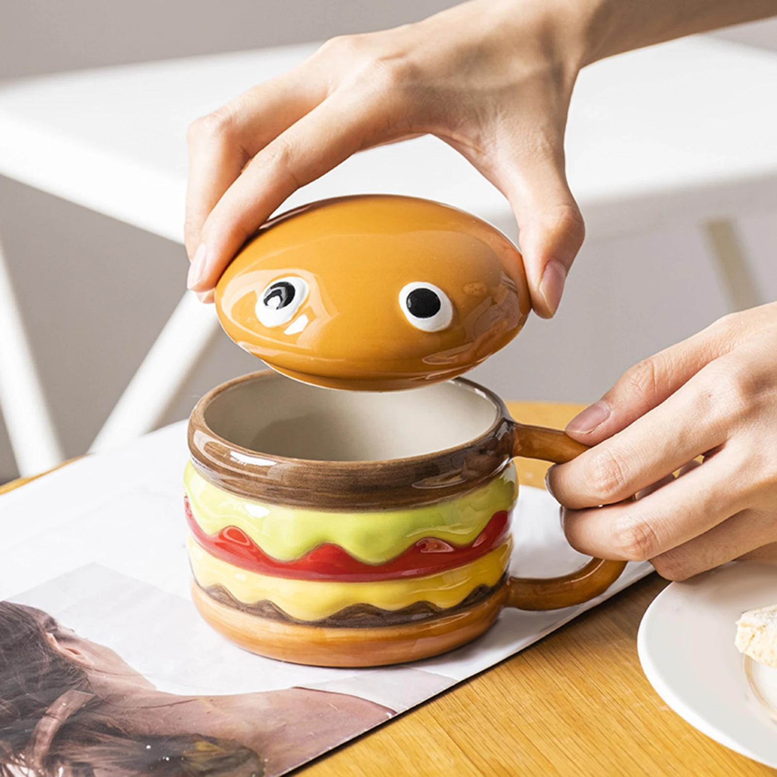 Creative-Ceramic-Cup-Hamburger-Coffee-Cup-Cute-Cartoon-Children-Mug ...
