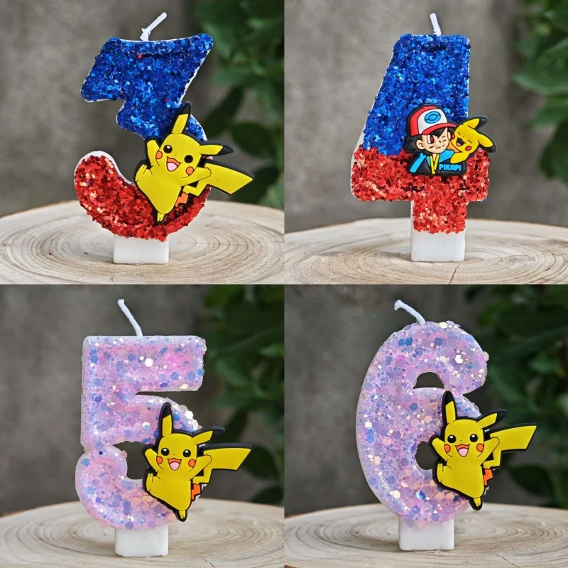 Velas de Pokémon de dibujos animados para pastel, figura de Anime ...