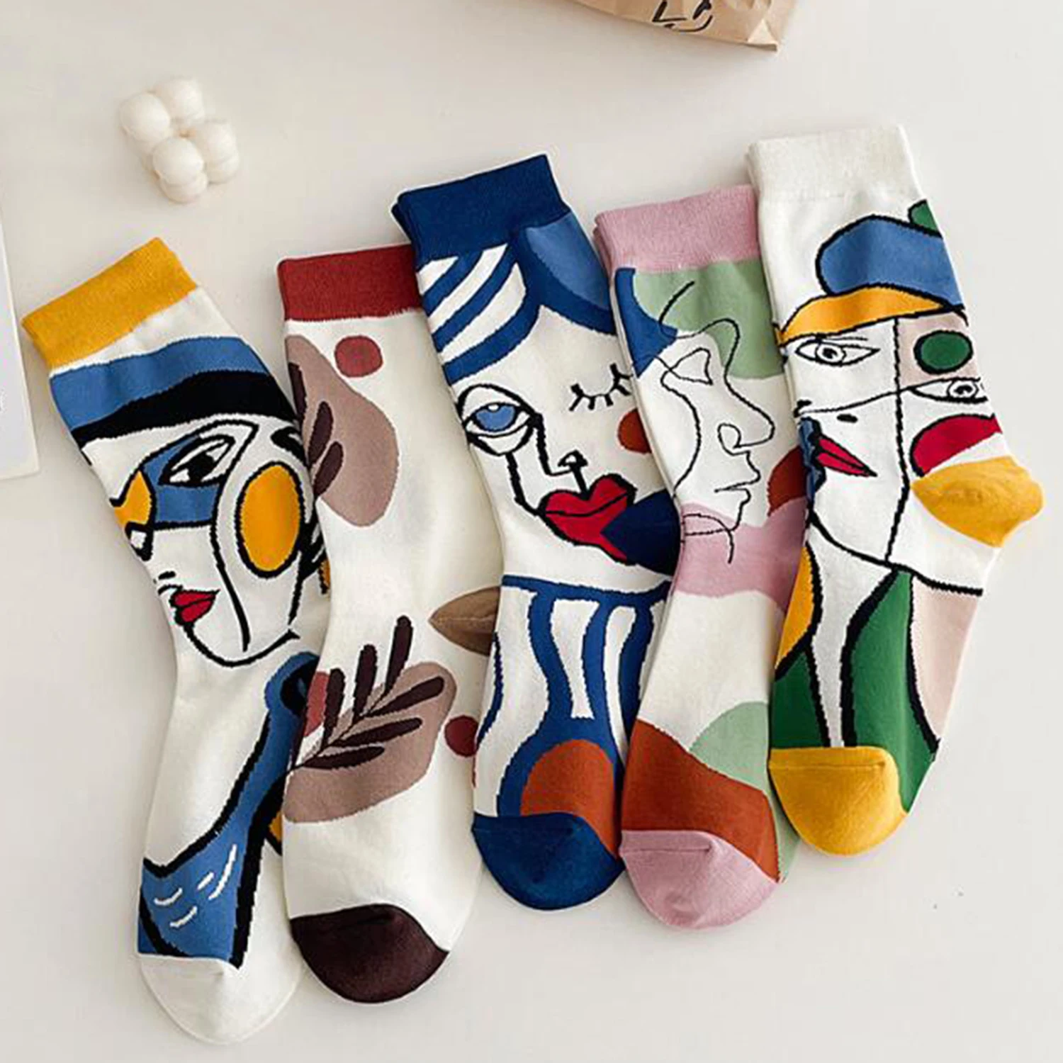 5-Pairs-Funny-Socks-Women-Cute-Middle-Tube-Cotton-Socks-Aesthetic-Fun ...