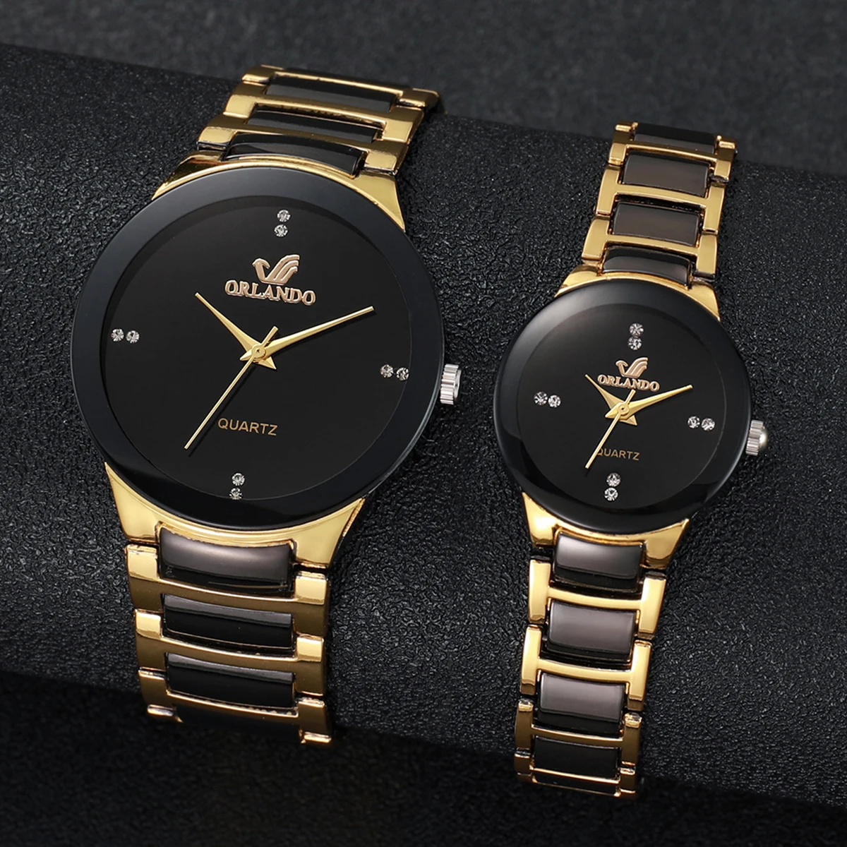 2PCS-Couple-s-Watches-Fashion-Stainless-Steel-Band-Men-Women-Analog ...