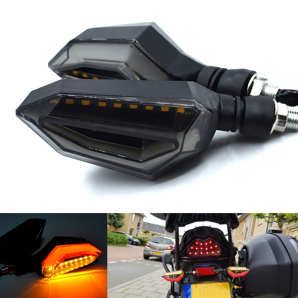 범용 오토바이 LED 방향 지시등, 유수 스티어링 라이트, 야마하 R1 R6 R3 FZ6 FZ1 MT09 MT07 XJ6 ...
