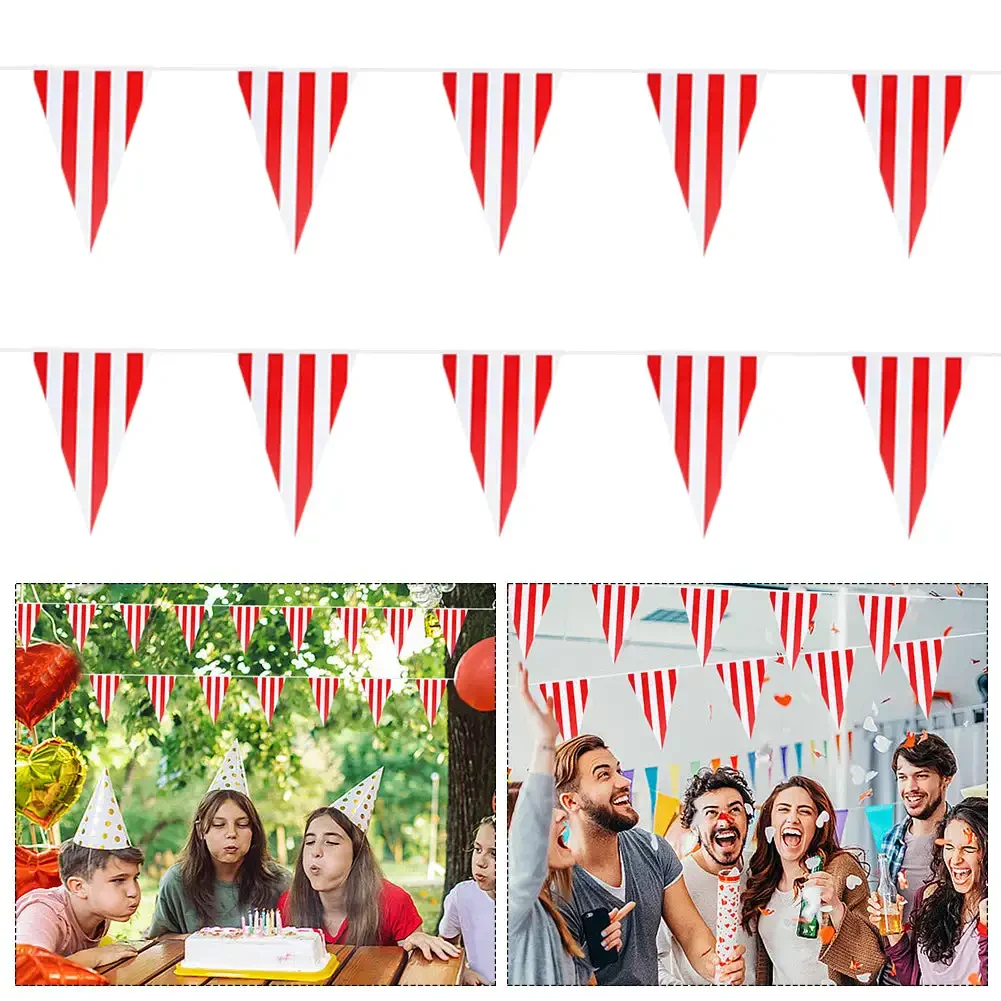 10-30M-Carnival-Theme-Party-Flag-Decorations-White-Striped-Pennant ...
