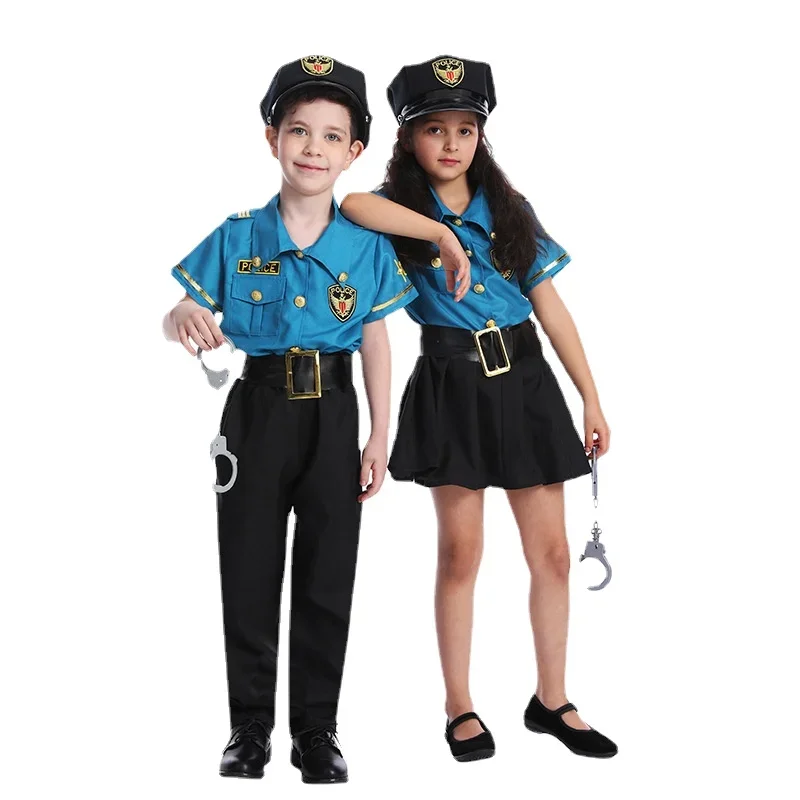 Kids Police Men Cosplay Cosutmes for Boys Girls Halloween Policemen ...