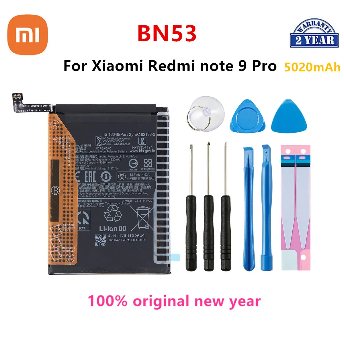 Xiao mi 100% Orginal BN53 5020mAh Battery For Xiaomi Redmi note 9 Pro ...