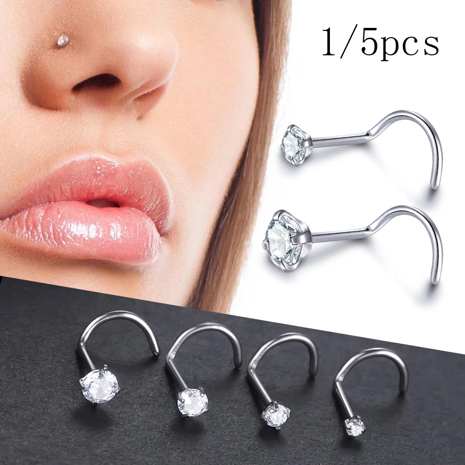 1Pc-Implant-Titanium-Nose-Stud-Ring-Set-Round-CZ-Crystal-Nose-Piercings ...