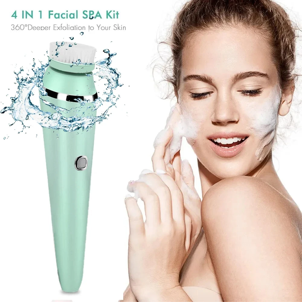 4-in-1-Electric-Facial-Cleansing-Brush-Sonic-Waterproof-Rotate ...