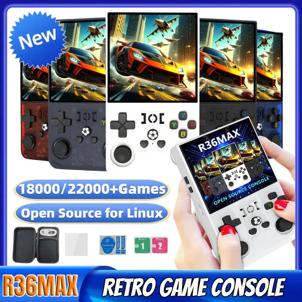 R36MAX Retro Handheld Game Console Open Source Linux System 4.0in HD ...